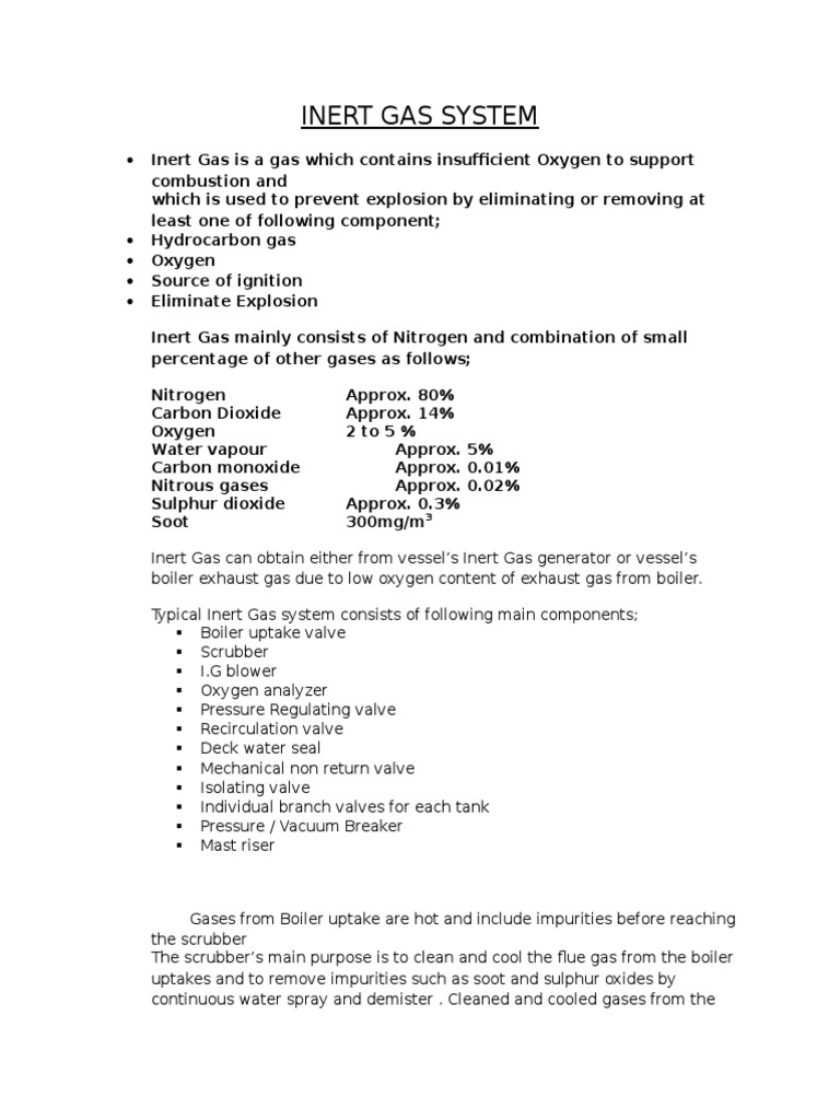 Inert Gas System | PDF | Oxygen | Industrial Gases