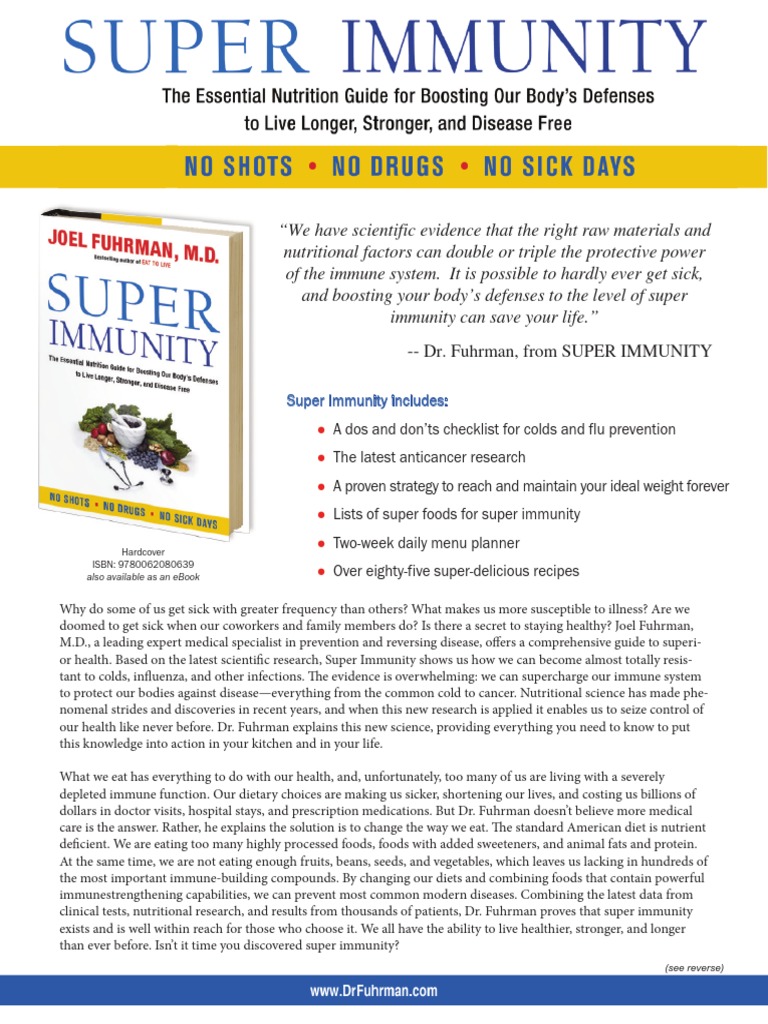 DrFuhrmans Super Immunity Factsheet | PDF | Vegetables | Influenza