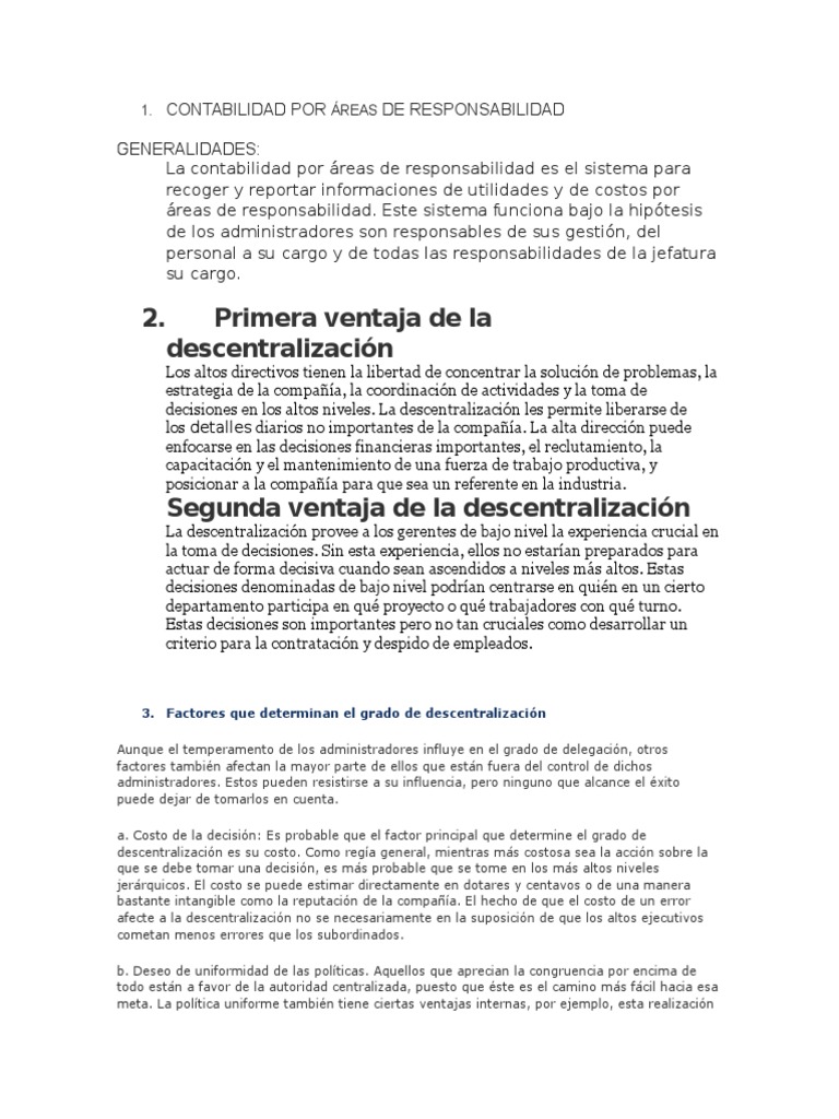 Contabilidad Por Niveles de Responsabilidad | PDF | Toma de decisiones ...