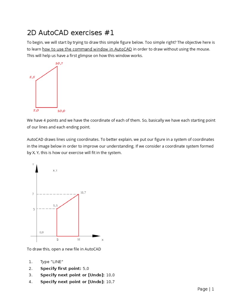 2D AutoCAD Exercises for Beginners | PDF | Circle | Angle