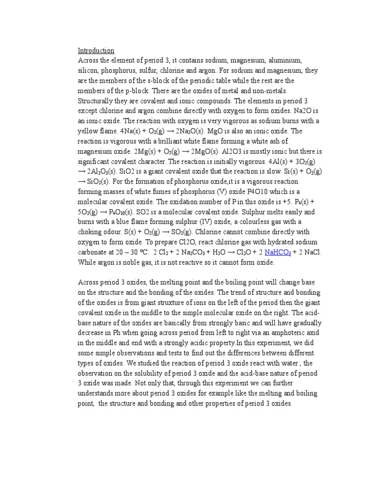 Experiment 1 Period 3 | PDF