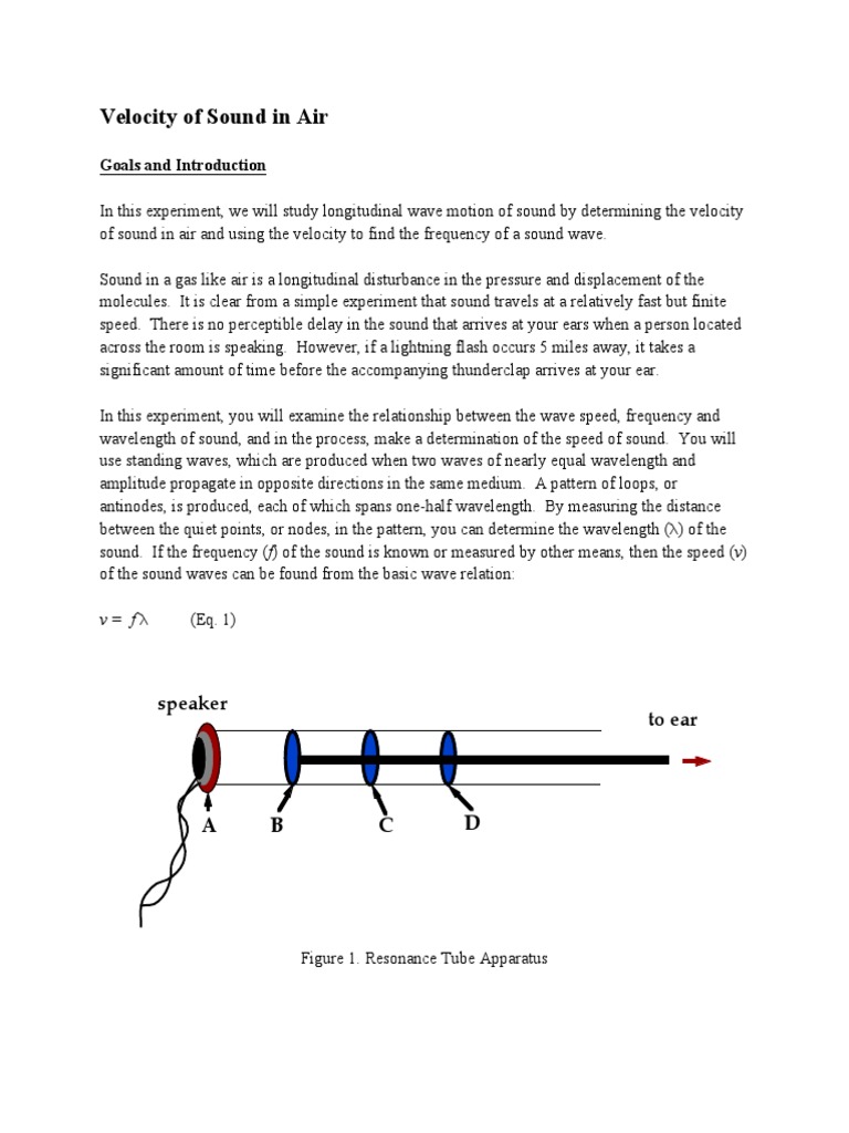 Measuring Sound Velocity in Air Experiment | PDF | Sound | Resonance