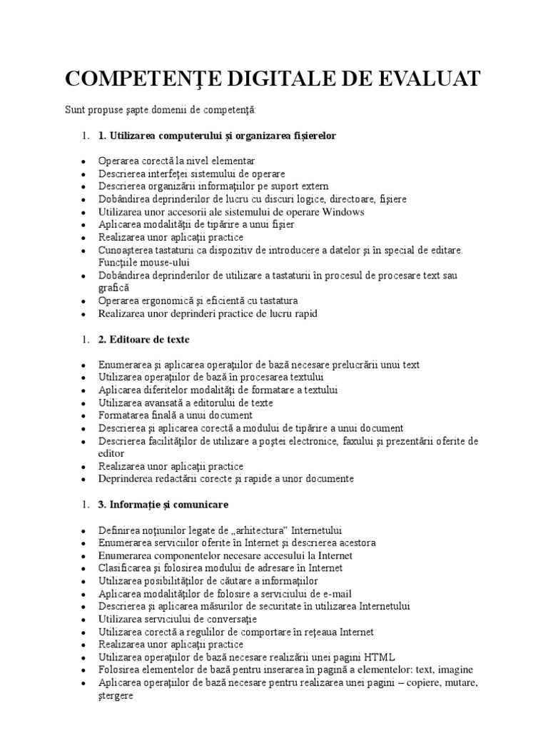 COMPETENŢE DIGITALE