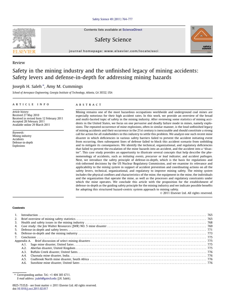 Safety in The Mining Industry and The Unfinished Legacy of Mining ...