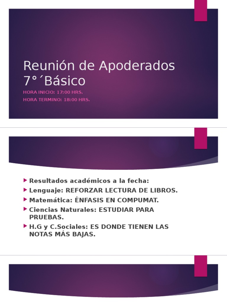 Reunión de Apoderados 7° Básico | PDF