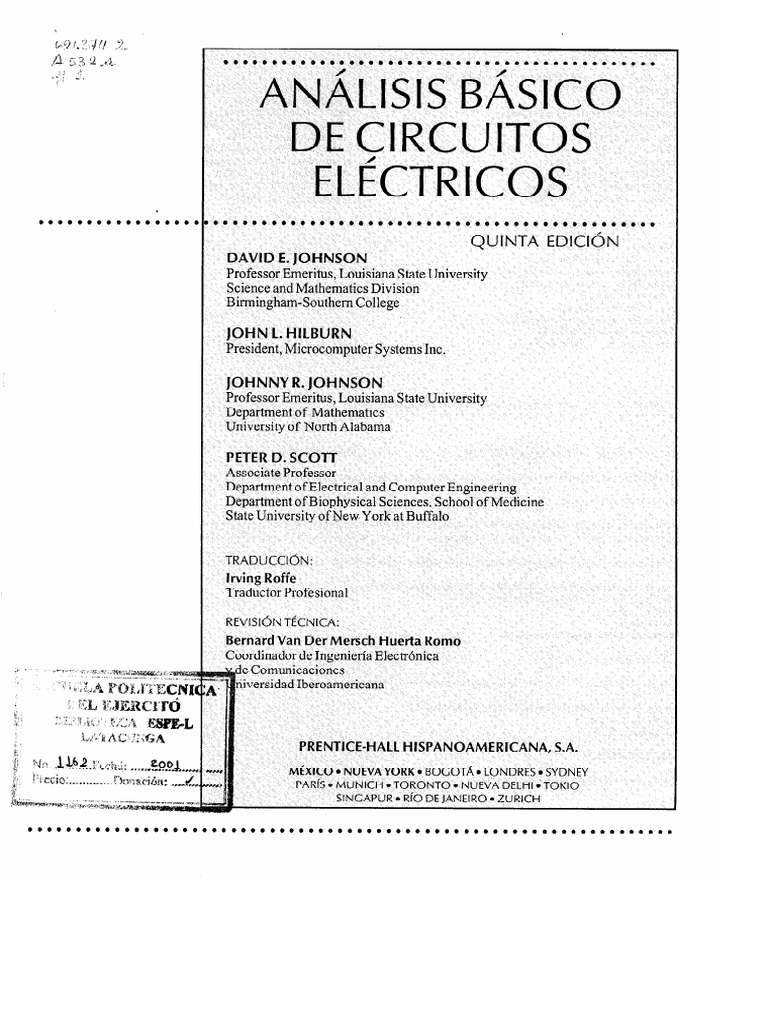 Analisis Basico de Circuitos Electricos - 5 Ed - Johnson, Hilburn, Johnson & Scott PDF | PDF