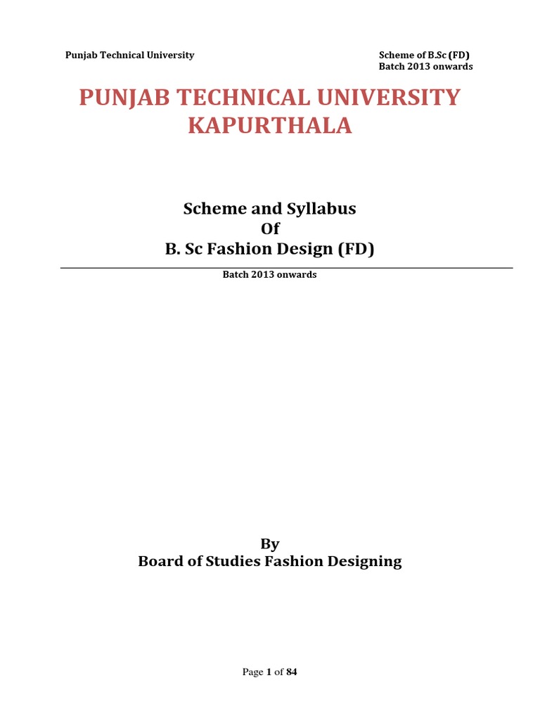 B - SC Fashion Design (FD) (Scheme & Syllabus 1st To 6th Sem) | PDF ...