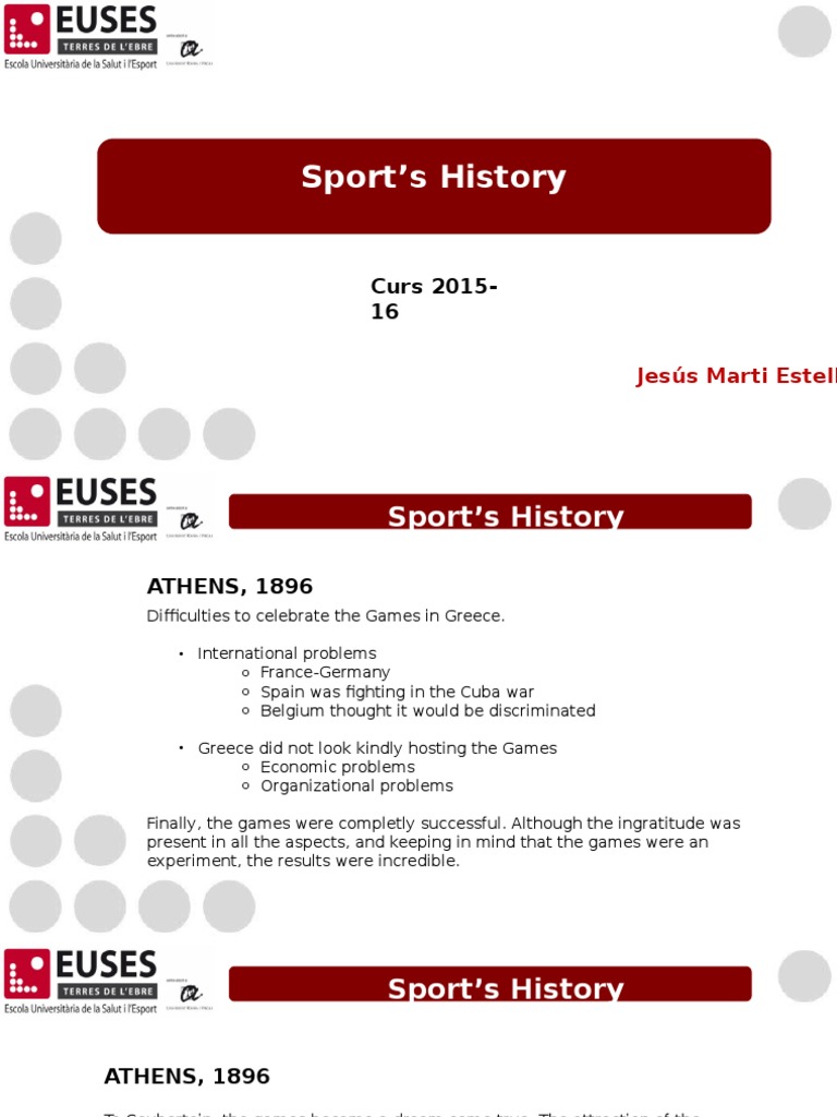 Sport's History: Curs 2015-16 | PDF | Olympic Games | Sports Festivals