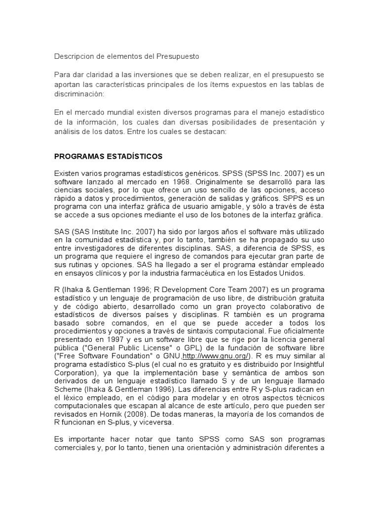 Comparacion Programas Estadisticos | PDF | Spss | Software libre