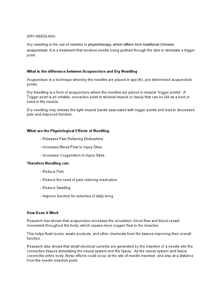 Dry Needling Hand Out | PDF