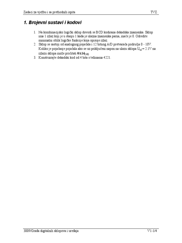 Digitalna Logika - Zadaci | PDF