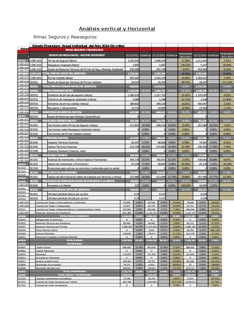 Análisis Vertical y Horizontal | PDF | Seguro | Inversiones