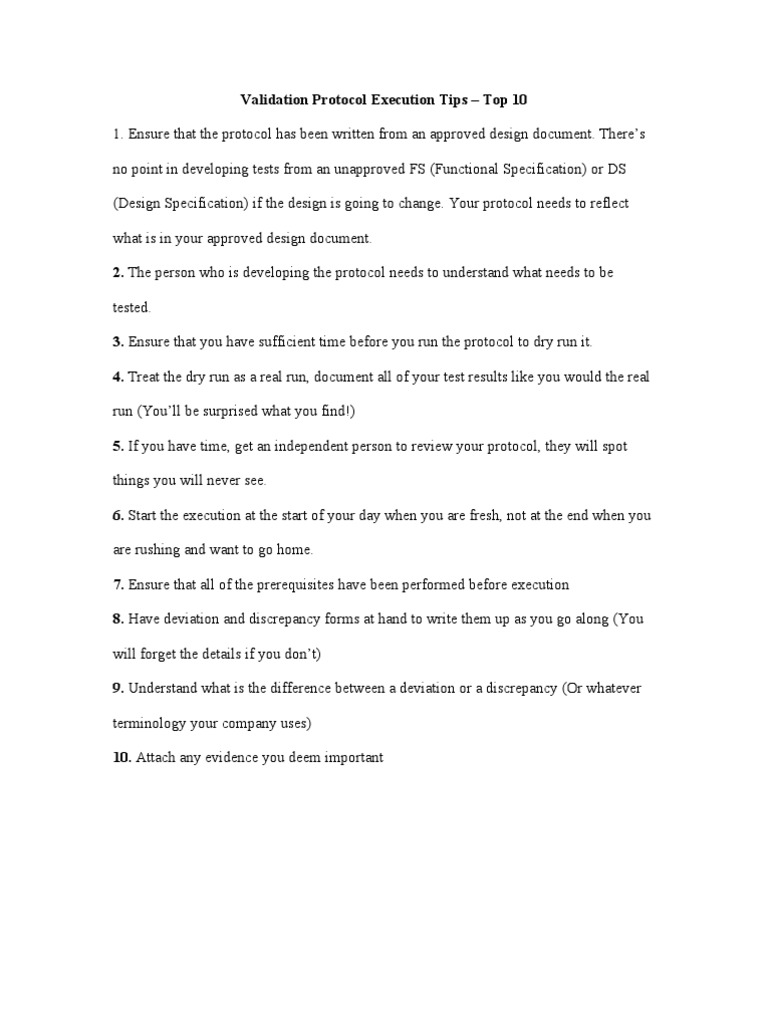 Validation Protocol Execution Tips | PDF | Verification And Validation | Evaluation