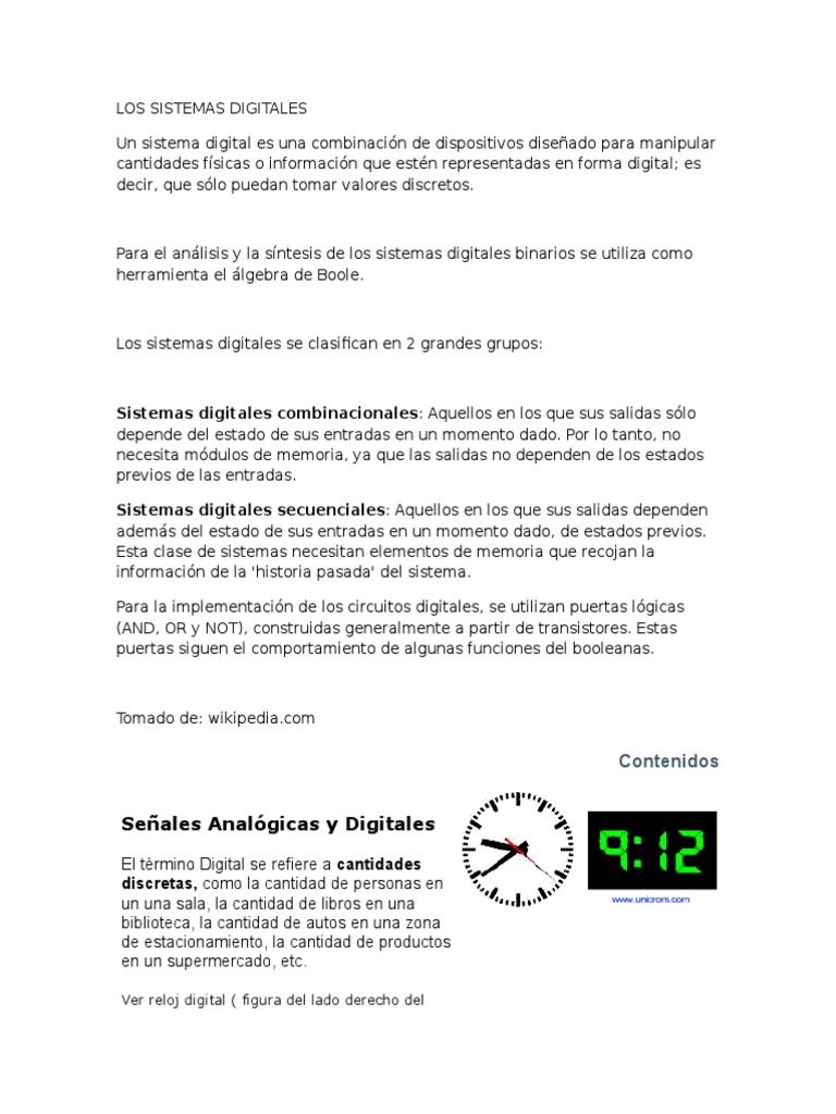 Los Sistemas Digitales | PDF | Información digital | Tecnología digital