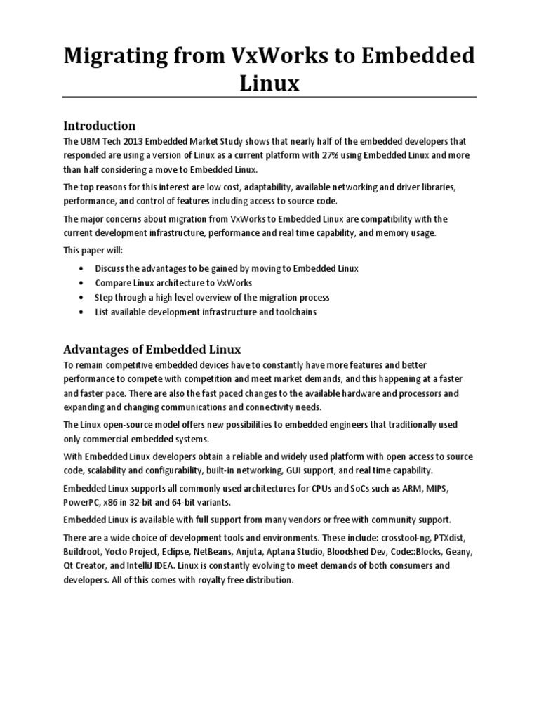 Migrating from VxWorks to Embedded Linux Guide | PDF | Embedded System | Real Time Computing