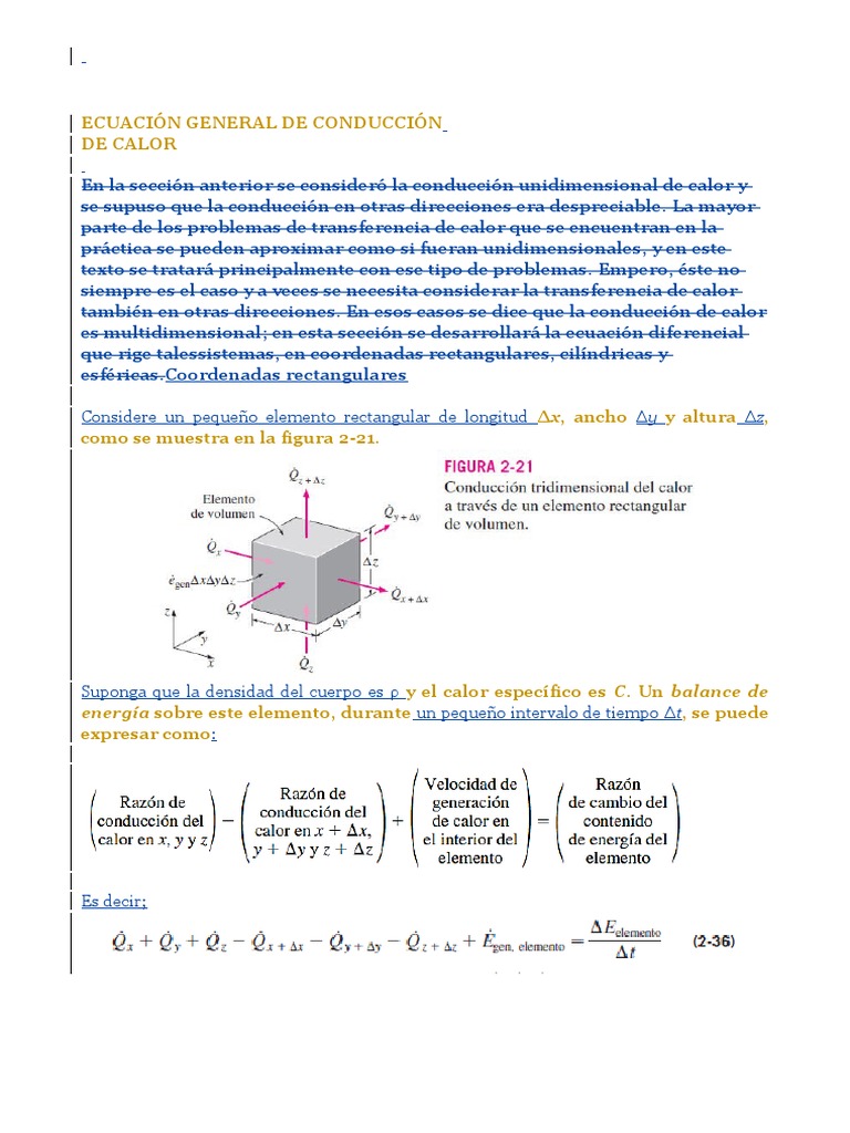 Ecuacion General de Conduccion | PDF | Conduccion termica | Calor
