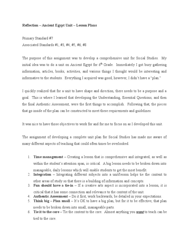 Artifact Reflection - Social Studies - 3 - Ancient Egypt Unit | PDF ...