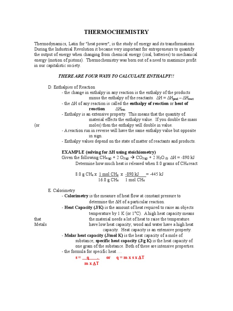 Thermochemistry: There Are Four Ways To Calculate Enthalpy!! | Download Free PDF | Enthalpy | Heat