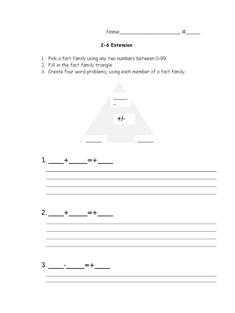 Fact Family Word Problems Worksheet | PDF