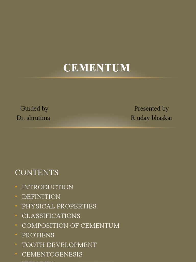 Understanding Cementum: Properties & Role | PDF | Human Tooth | Cell ...