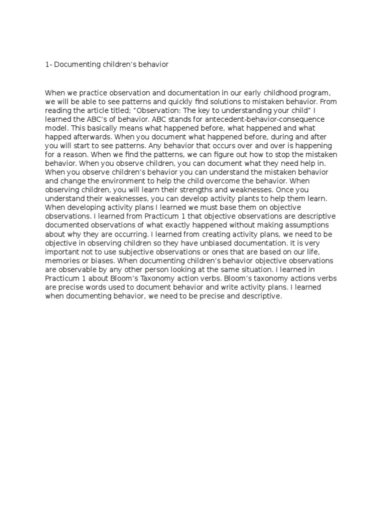 1-Document Childrens Behavior | PDF | Career & Growth | Self-Improvement