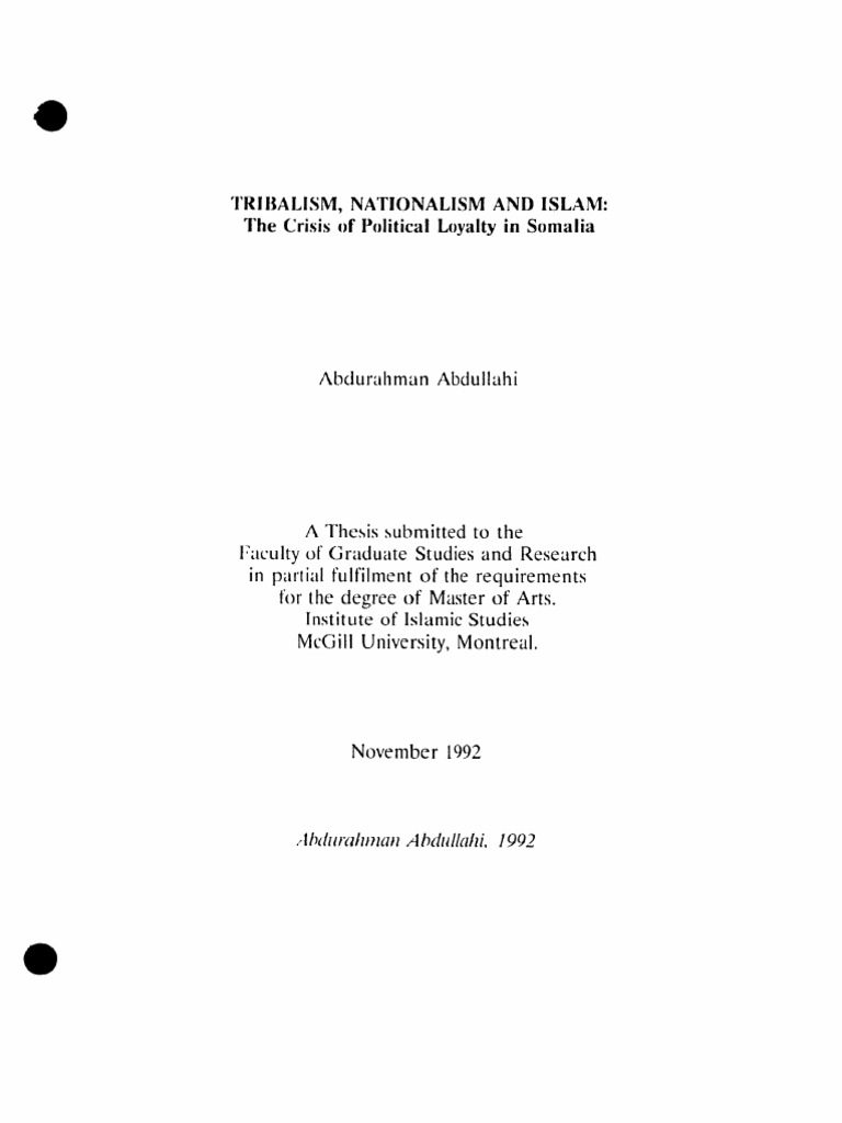 Tribalism, Nationalism and Islam: The Crisis of The Political Loyalty ...