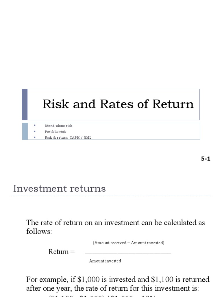 Risk and Rate of Returns in Financial Management | PDF