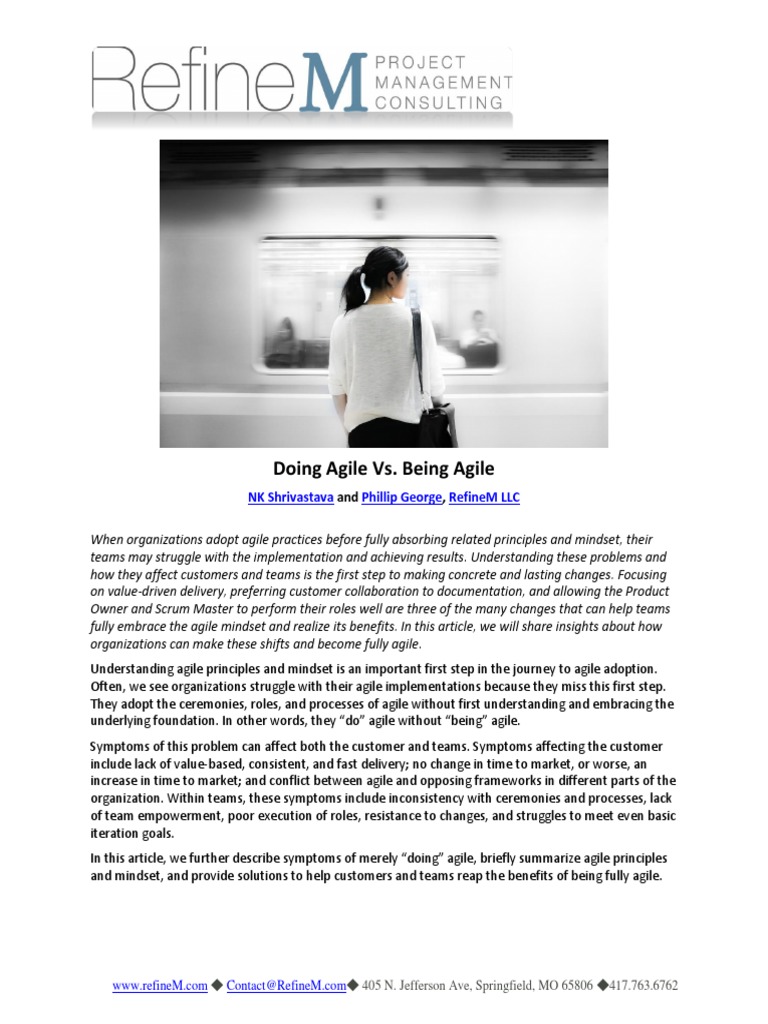 Doing Agile Versus Being Agile | PDF | Agile Software Development ...