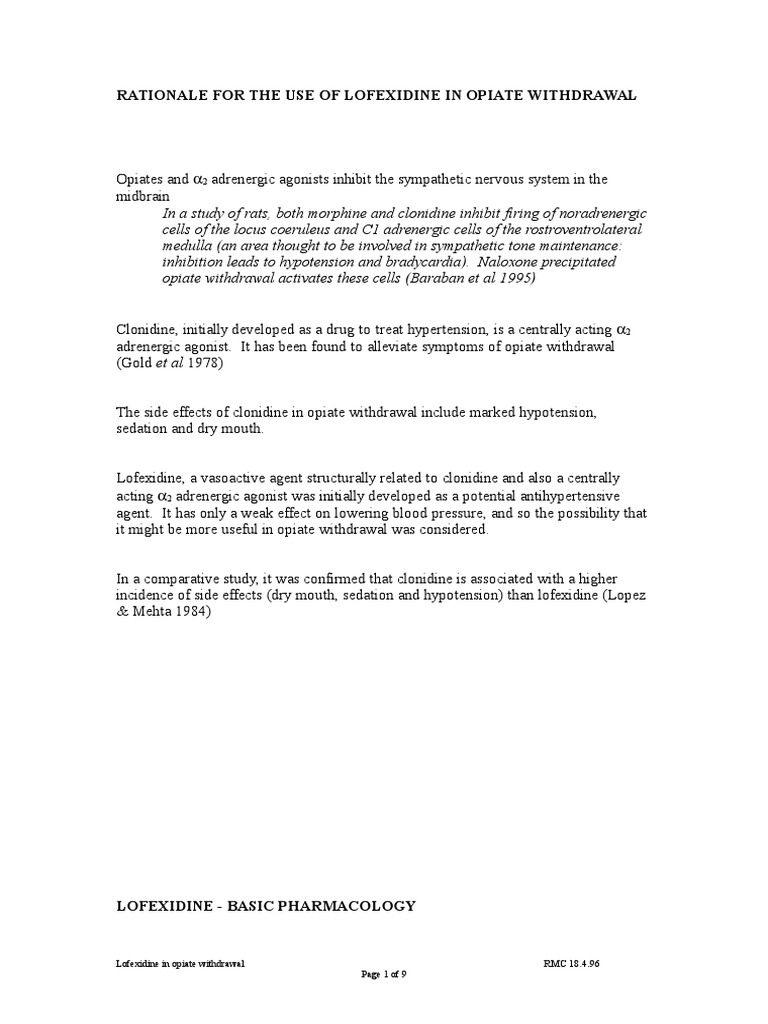 Lofexidine in Opiate Withdrawal | PDF | Opioid Use Disorder | Addiction