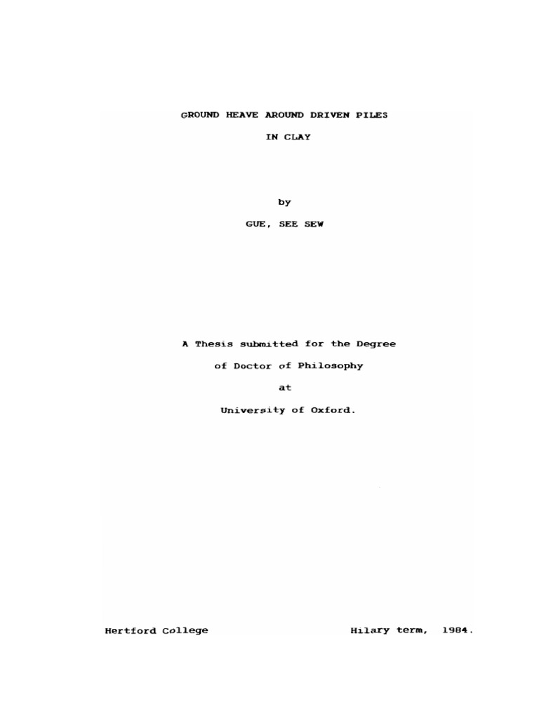 Civil Engineering (PILING) - Ground Heave Around Driven Piles in Clay | PDF