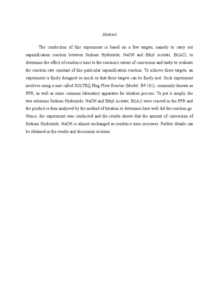 PFR Lab Report | PDF | Chemical Reaction Engineering | Chemical Engineering