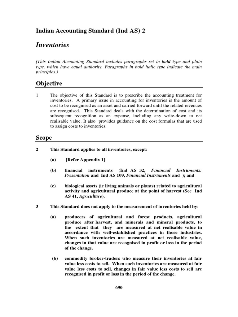 Inventories: Indian Accounting Standard (Ind AS) 2 | PDF | Inventory ...