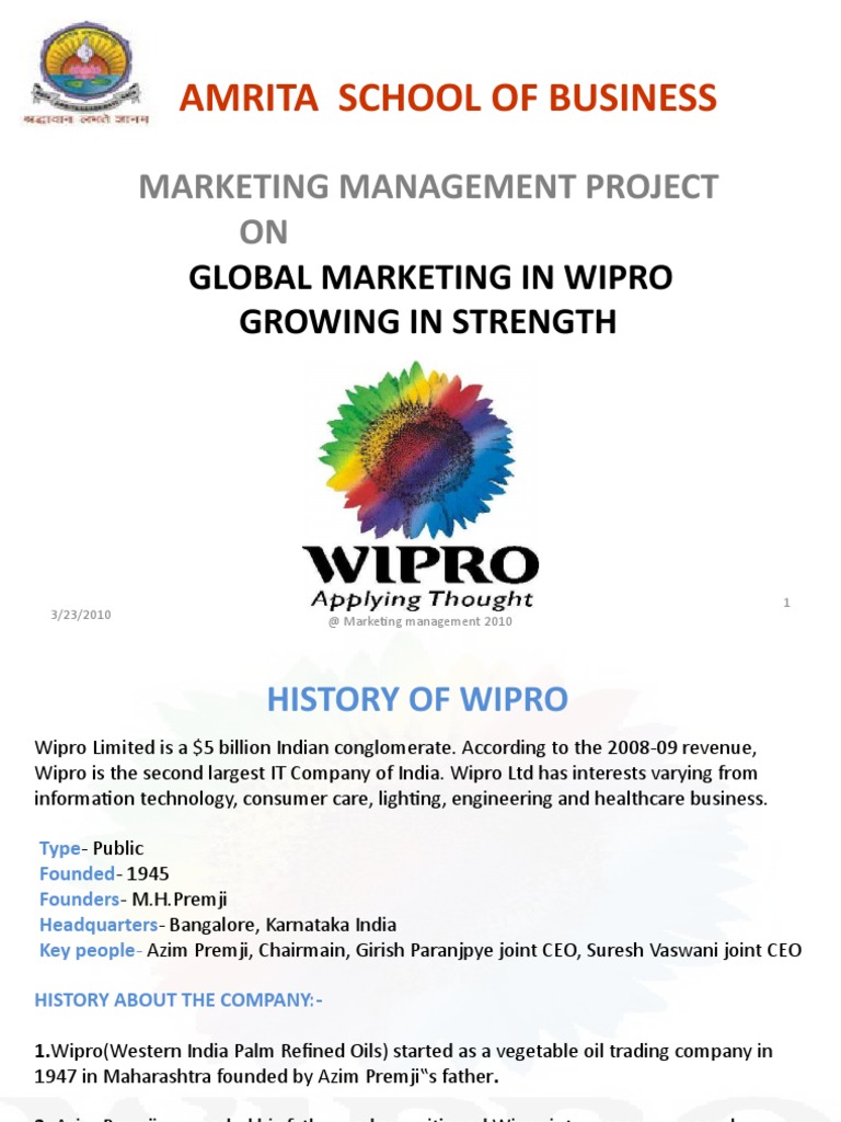 Marketing Strategy of WIPRO by Srinivas | PDF | Business | Strategic Management