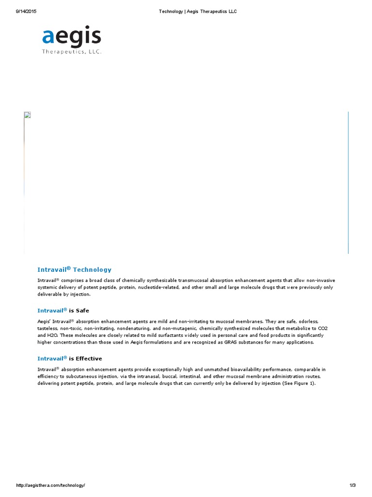 Technology - Aegis Therapeutics LLC | PDF | Pharmaceutical Formulation | Bioavailability