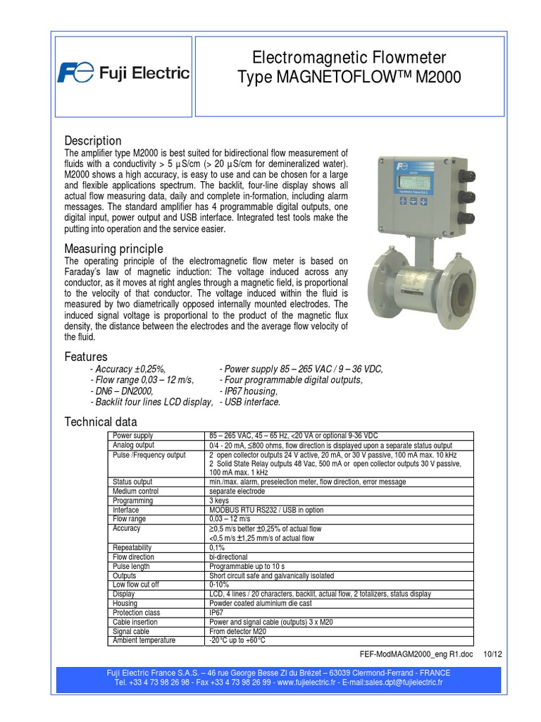 Electromagnetic Flowmeter Type MAGNETOFLOW™ M2000: Description ...