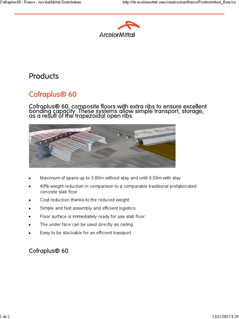 Cofraplus 60 - France - ArcelorMittal Distribution | PDF