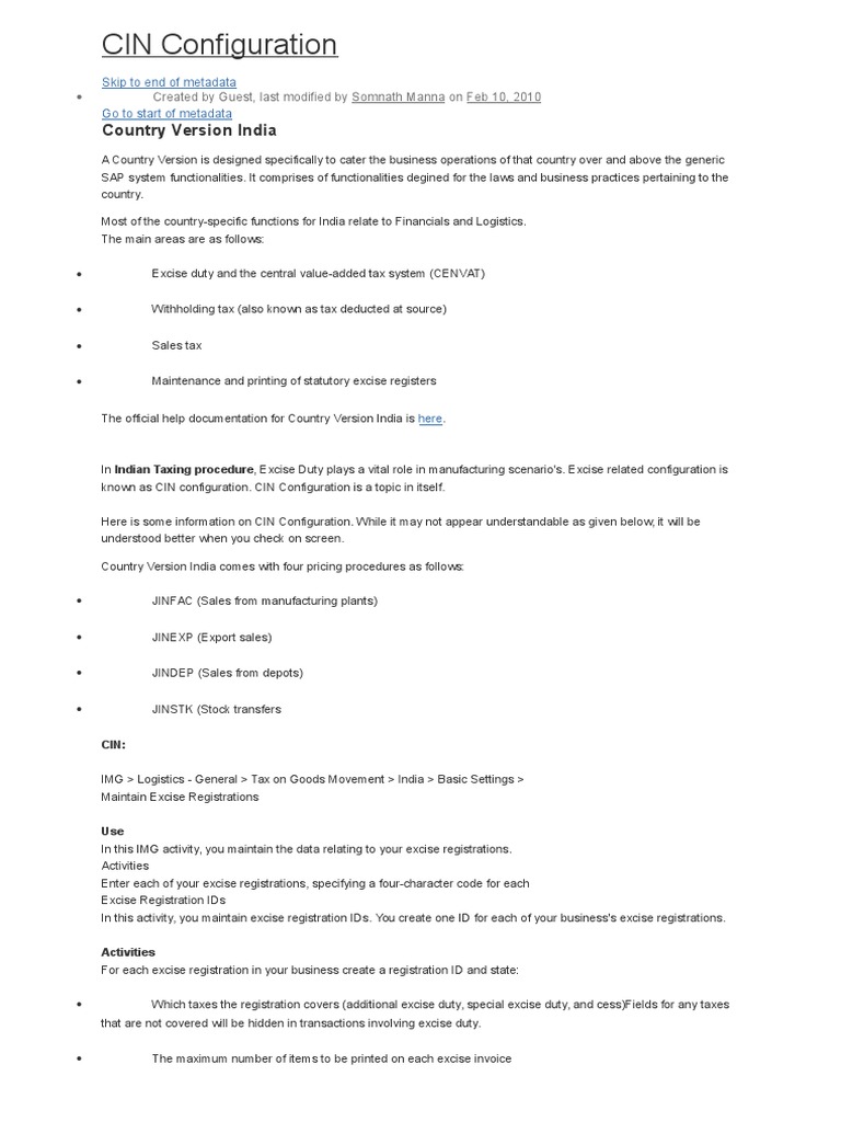 CIN Document Configuration | PDF | Finance & Money Management | Computers