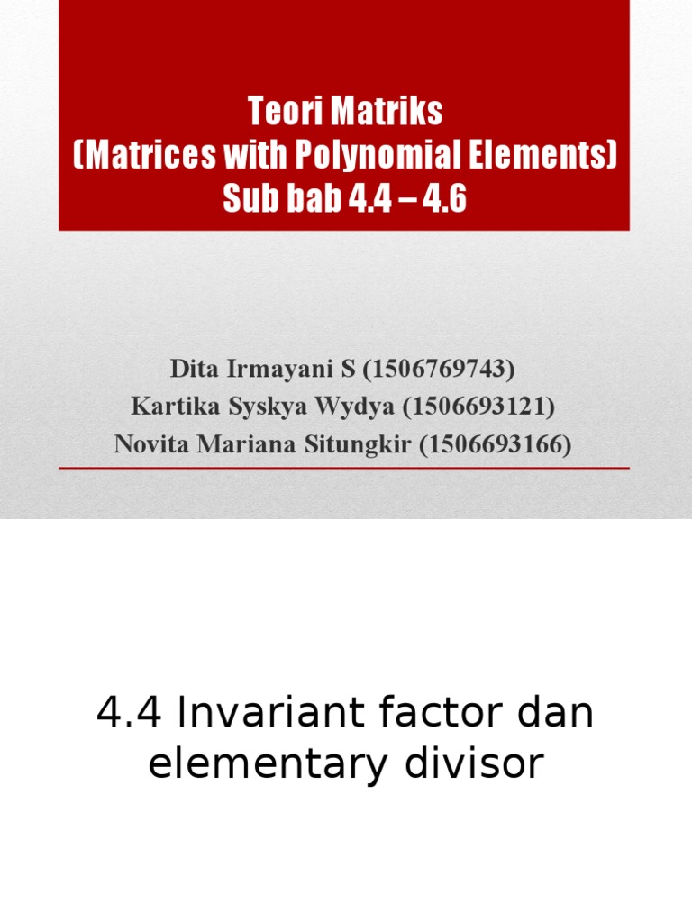 Matriks Polinomial | PDF