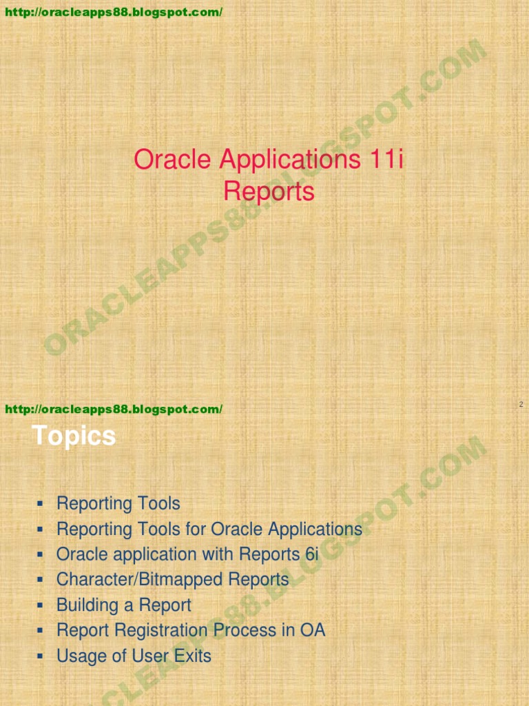 Oracle Reports | PDF | Parameter (Computer Programming) | Oracle Database