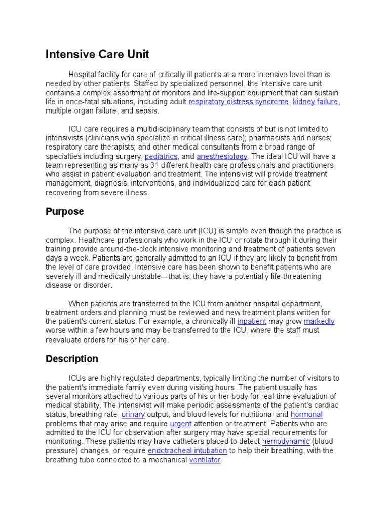 Intensive Care Unit | PDF | Intensive Care Unit | Intensive Care Medicine
