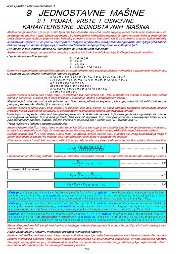 Tehnicka Mehanika 1 Jednostavne Masine PDF | PDF