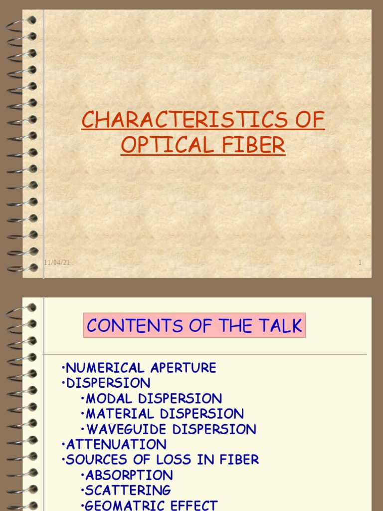 Characteristics of Optical Fiber | PDF | Dispersion (Optics) | Optical Fiber