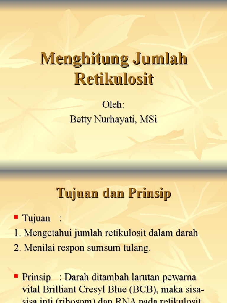 Menghitung Jumlah Retikulosit | PDF | Metode & Bahan Ajar | Kesehatan ...