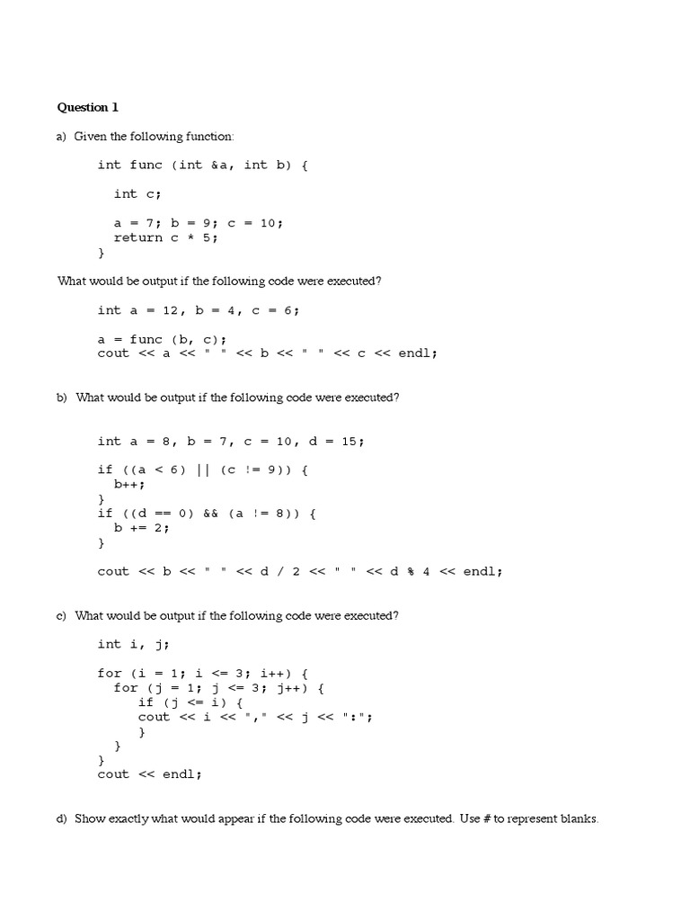 1606 Sample Final Questions | PDF | Integer (Computer Science ...