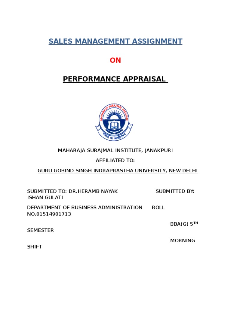 Sales Management Assignment | PDF | Performance Appraisal | Leadership