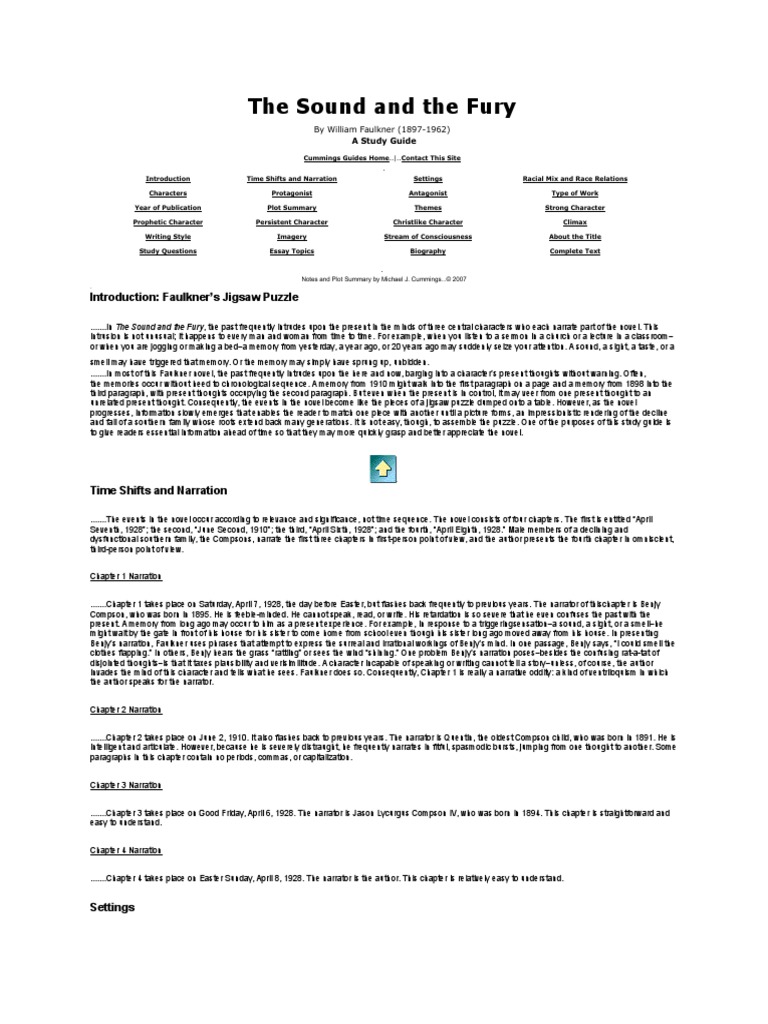 The Sound and The Fury Guide | PDF | Narration