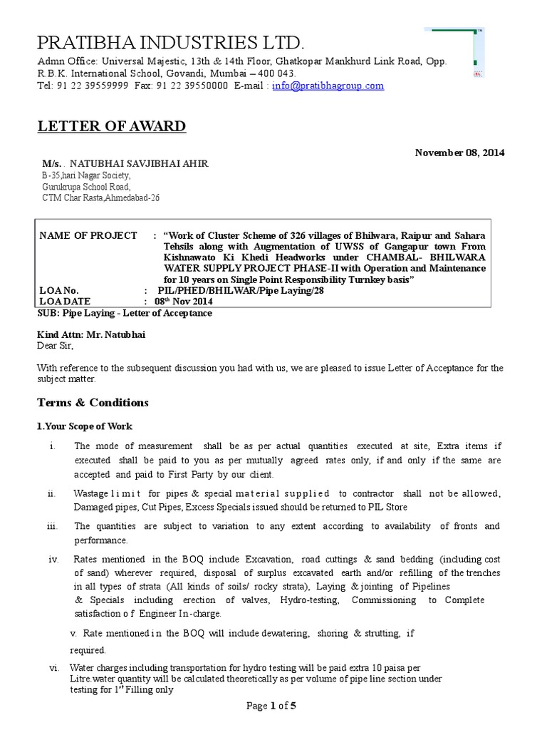 LOA Format | Invoice | Liquidated Damages