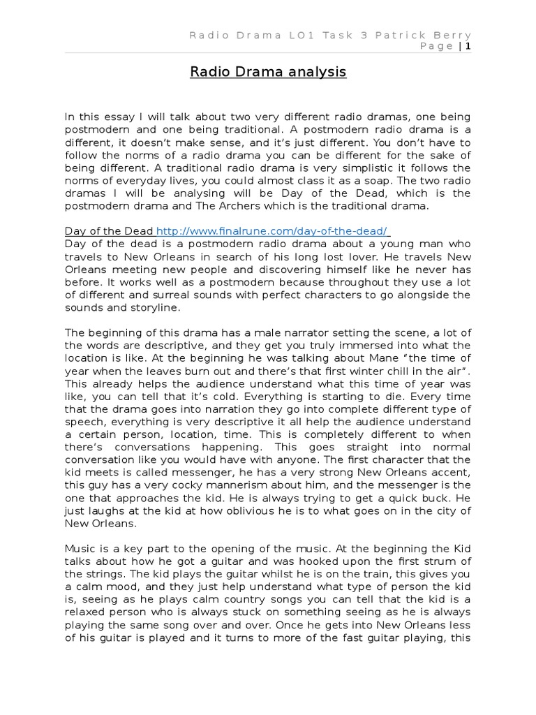 Radio Drama Analysis Completed | PDF | Narration | Narrative