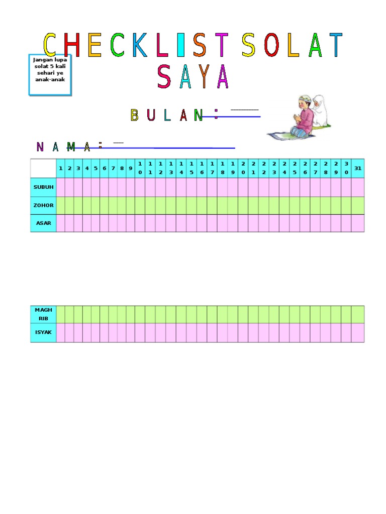 Checklist Solat Murid | PDF