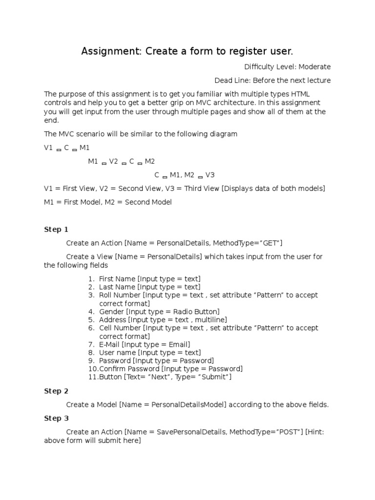 Assignment: Create A Form To Register User.: Step 1 | PDF | Password ...